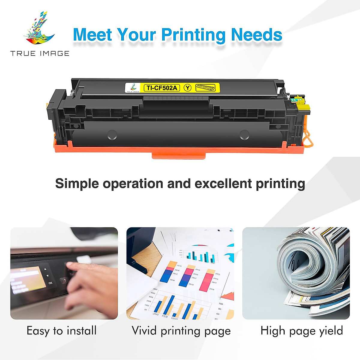 TRUE IMAGE Compatible Toner Cartridge Replacement for HP 202A CF500A 202X M281fdw HP Color Pro MFP M281fdw M281cdw M254dw M281fdn M254 M281 202 Toner Printer (Black Cyan Yellow Magenta, 4-Pack)