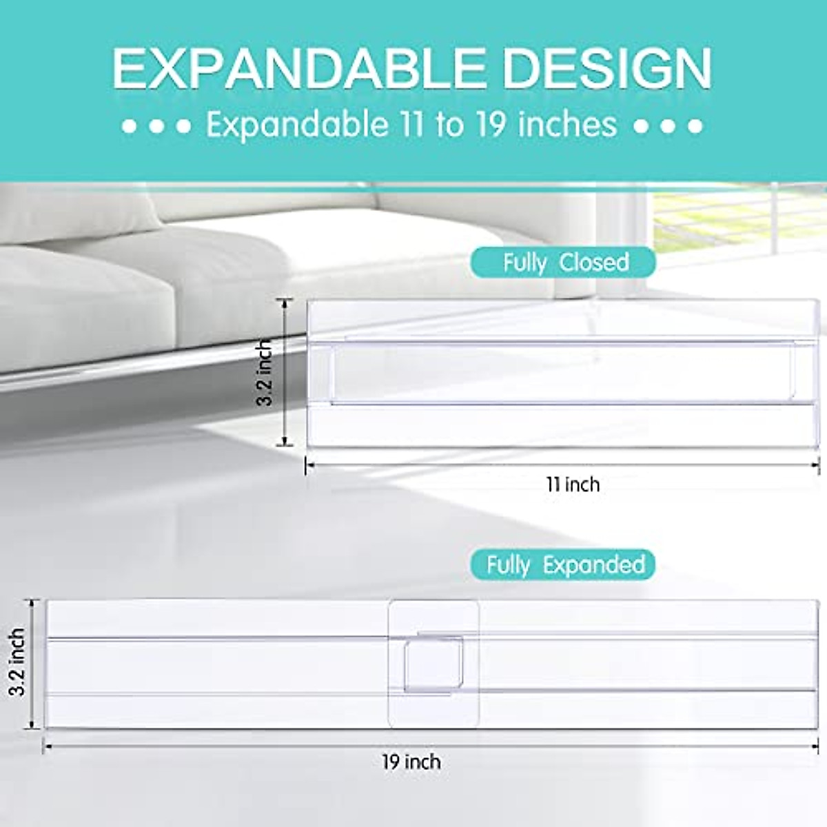 Hoteam 24 Pack Drawer Dividers Organizers for Clothes Adjustable Kitchen Drawer Organizer 3.2 Inch High Dresser Expandable from 11-19 Inch Clear Plastic Separators for Clothing Kitchen Dresser
