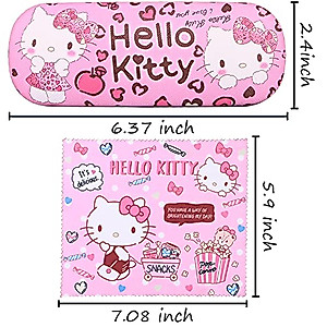 ADBGV 3Pack Cute Kitty Hard Shell Eyeglasses Cases Cartoon Protective Case with Glasses Cloth Storage Box Eyewear Retainer Holder for Girl Teen