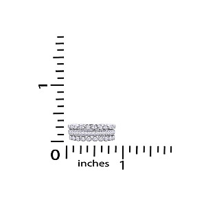 AFFY Womens Anniversary Eternity Bands 3 Stackable Rings Cubic Zirconia Engagement Bridal Milgrain Marquise Infinity Ring 14K White Gold Plated 925 Sterling Silver Ring Sets Size-8.5