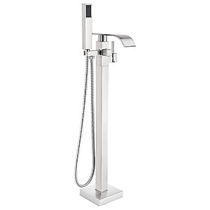 Senlesen Stainless Steel Bathroom Free Standing Tub Filler Faucet Brushed Nickel Freestanding Bathtub Faucets with Handheld Shower Mixer Taps