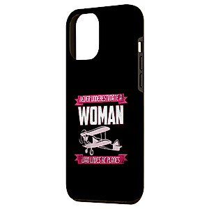 iPhone 15 Pro Max Woman Who Loves Airplanes Pilot Aviation Flying Graphic Case
