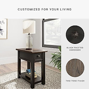 Signature Design by Ashley Tyler Creek Chair Side End Table, Light Brown & Whitewash