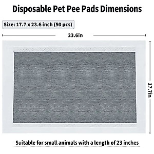 PINVNBY 50PCS Disposable Pet Pee Pads All-Absorb 23" L x 17" W Black Carbon Cage Liners Odor-Control Bunny Training Accessories with Quick-Dry Surface for Rabbits Guinea Pigs Hedgehogs Puppy
