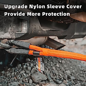 ALL-TOP Kinetic Recovery Rope, 48000 Lbs (1in x 30ft Orange) Extreme Duty 30% Elasticity Energy Snatch Strap for 4x4 Offroad Vehicle