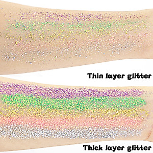 BowJian Green Body Glitter Stick Singer Concerts Green Face Glitter Fine Glitter Hairspray Green Hair Glitter Eyeshadow Green Glitter Face Paint Glitter Festival Rave Accessories Chunky Glitter Makeup