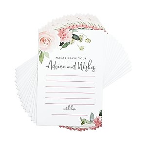 URROMA 4”x6” Wedding Advice and Wishes Cards, 50 Pcs Floral Advice and Wishes Cards for Receptions Dinner Parties and Celebrations Bridal Shower Table Decor