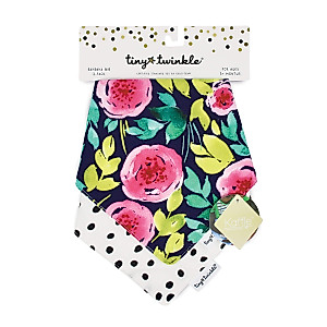 Tiny Twinkle Bandana Scarf Bibs 4 Pack - Water Resistant and Absorbent Infant Drool and Teething Bandana Baby Bib (Black and White 4-Pack)