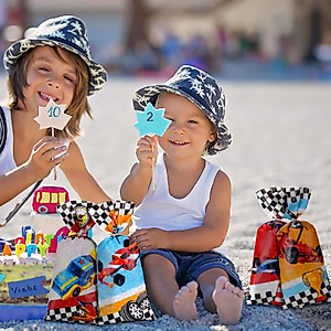 Spiareal 100 Pcs Race Car Party Treat Bags Cellophane Bags Race Car Gift Treat Bag Goodie Candy Bags with Ties Boys Race Car 1 Count (Pack of 100)