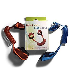 Anti Lost Wrist Link,Hholding 2 Pack Safety Anti Lost Wristband for Toddlers,Baby and Child Soft Leash Walking Hand Belt (Blue and Orange)