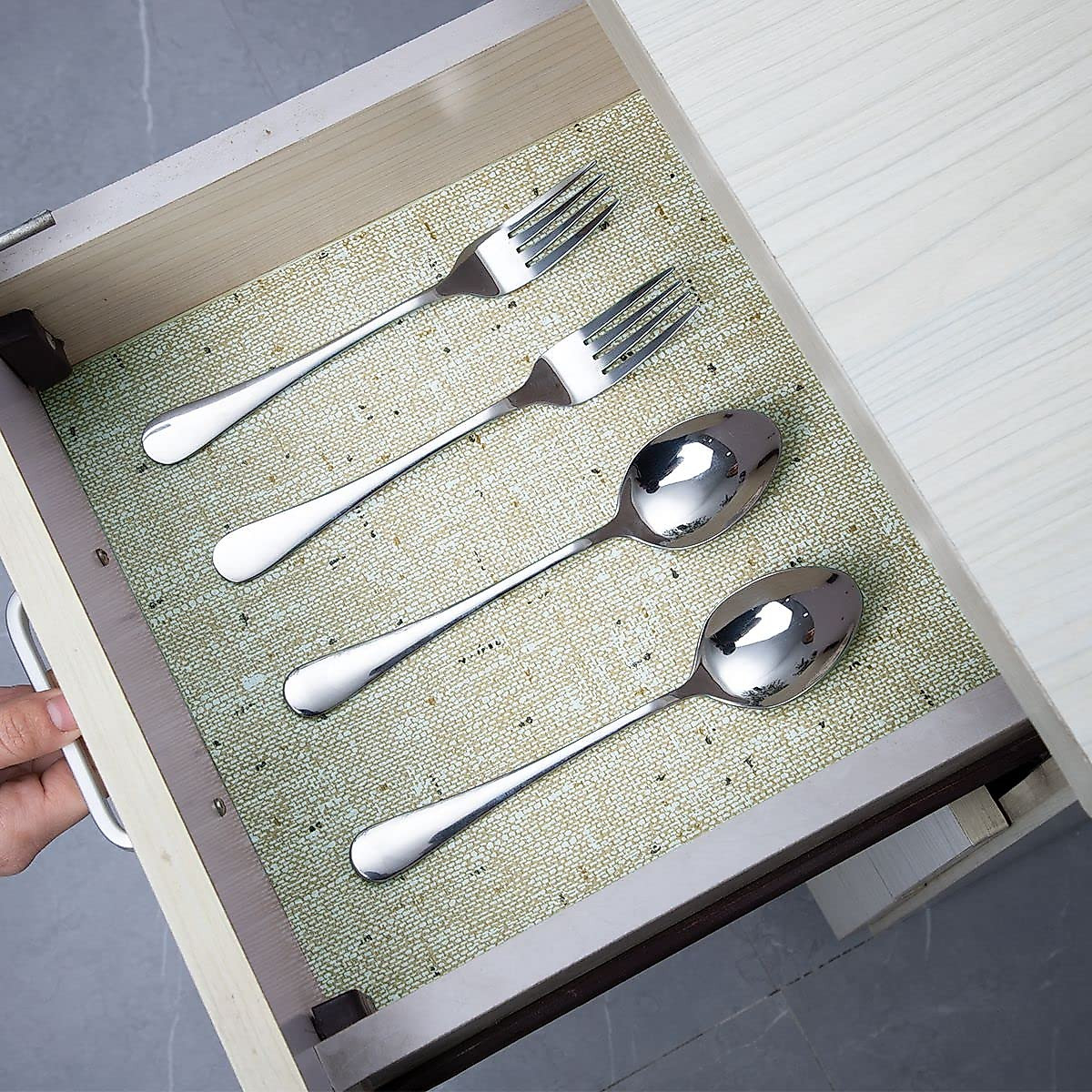 DwellAid Print Drawer Liner 20inch Wide Non Adhesive for Kitchen, Waterproof Shelf Liner Durable Anti-Slip for Kitchen Cabinets Shelf Liners for Kitchen Cabinets