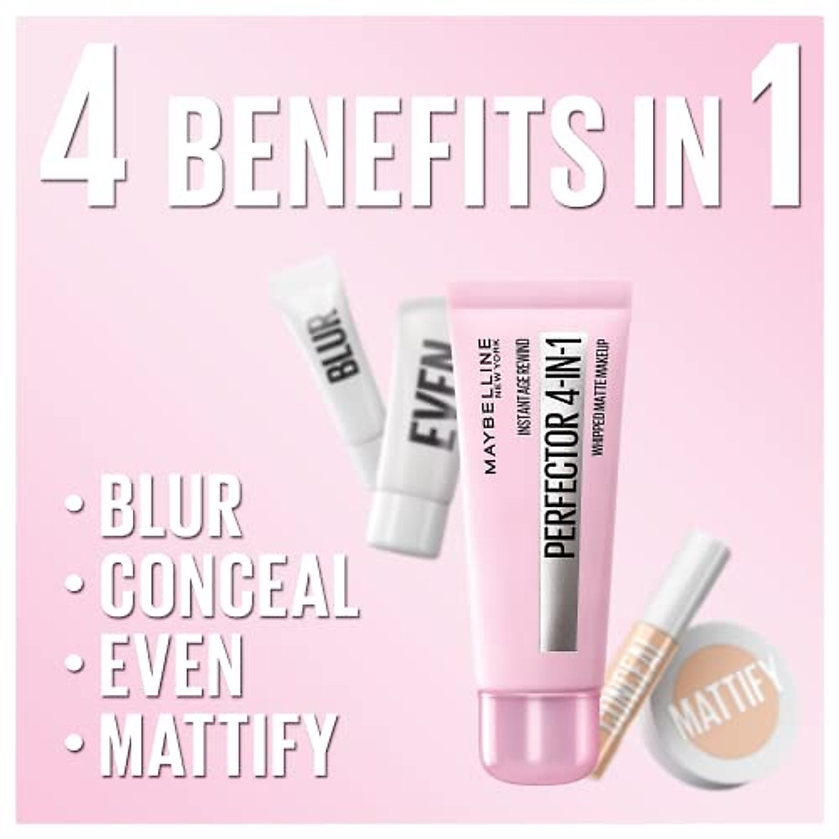 Maybelline Instant Age Rewind Instant Perfector 4-In-1 Matte Makeup, 02 Light/Medium, 1 Count