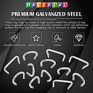 Glarks 362Pcs Hog Ring Pliers with Hog Rings Kit, 360Pcs 1/2'' 3/4'' 3/8'' Steel Hog Rings with Angled Hog Ring Pliers and Anti-Cutting Gloves for Upholstery, Fencing, DIY Craft, Furniture and more