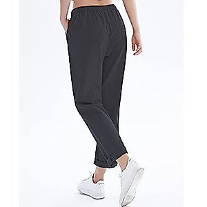 Lisskolo Women's Drawstring Linen Pants Women Cotton Elastic Waist Wide Leg Cropped Pant X-Large Black