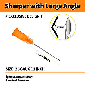 TIKAPLAS 25 Gauge 1 inch Luer Lock Dispensing Accessorie, Individual Packaged, Pack of 100