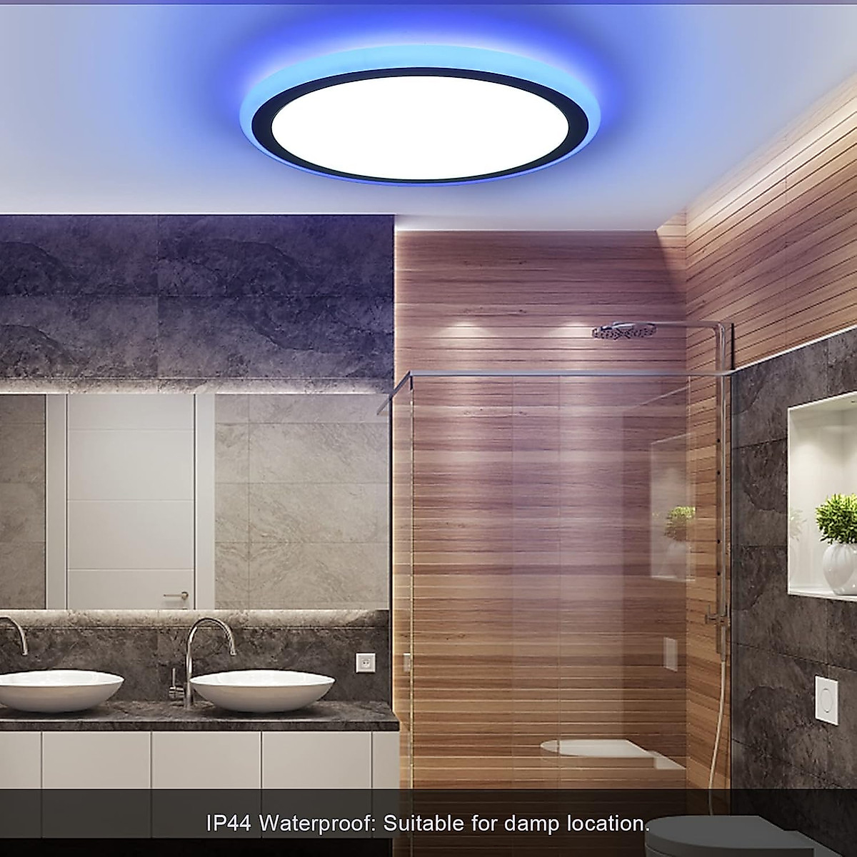 Marfete Flush Mount LED Ceiling Light Dimmable with Remote Control, 13Inch 30W RGB Sidelight Close to Ceiling Light Fixture 3000-6500K, Modern Ultra-Thin Round Ceiling Lamp for Bedroom Kids Room