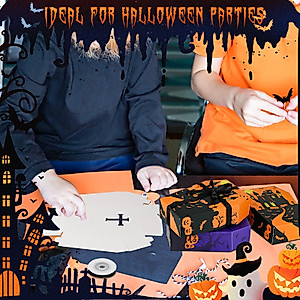 OPELETNNT 24 Pcs Halloween Trick or Treat Gift Boxes, Halloween Candy Cookie Goodie Boxs for Halloween Party Favor Supplies, Ghost Coffin Paper