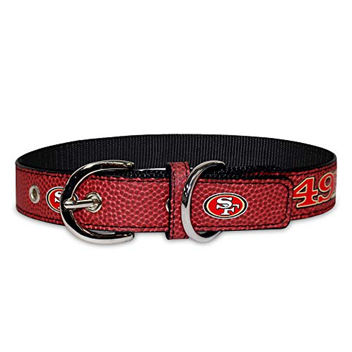 Pets First Tough Leather Pet Collar NFL SAN Francisco 49ERS Premium Dog Collar, Limited Edition, Size Medium. Best & Strongest Heavy-Duty Dog Collar!, Medium (16-20"" Long & 1"" Wide)