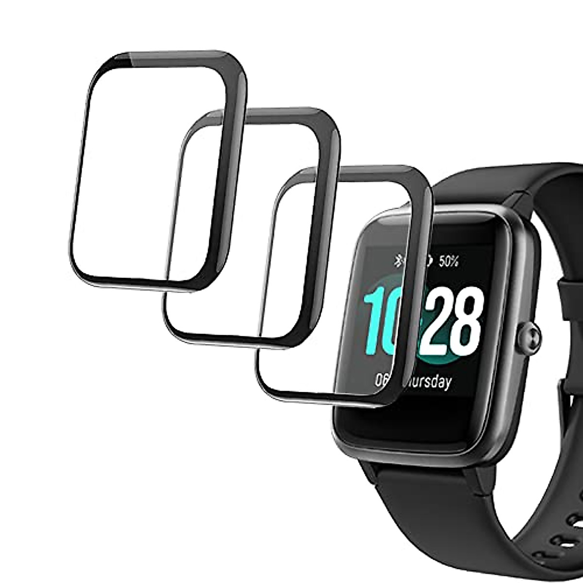 smaate 3D Screen Protector Compatible with ID205L Smart Watch, GRV FC1 and ID205 ID205U ID205G Veryfitpro 1.3inch smartwatch, 3-PACK, Full Coverage Curved Edge frame