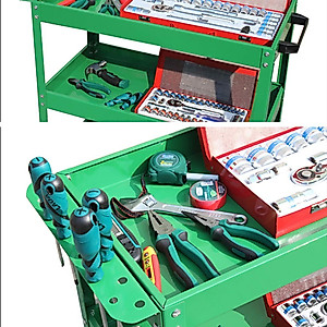 YGCBL Multifunction Portable Hand Trucks,Trolleytool Trolley Cart Parts Car Thicken Small Bearing 100Kg Easy to Move Maintenance Car, 2 Colors,Red