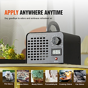 VEVOR Ozone Generator, 24000mg/h Ozone Machine, High Capacity Commercial/Industrial Ozone Generator Machine with 0-120 min Time Setting for Rooms, Cars