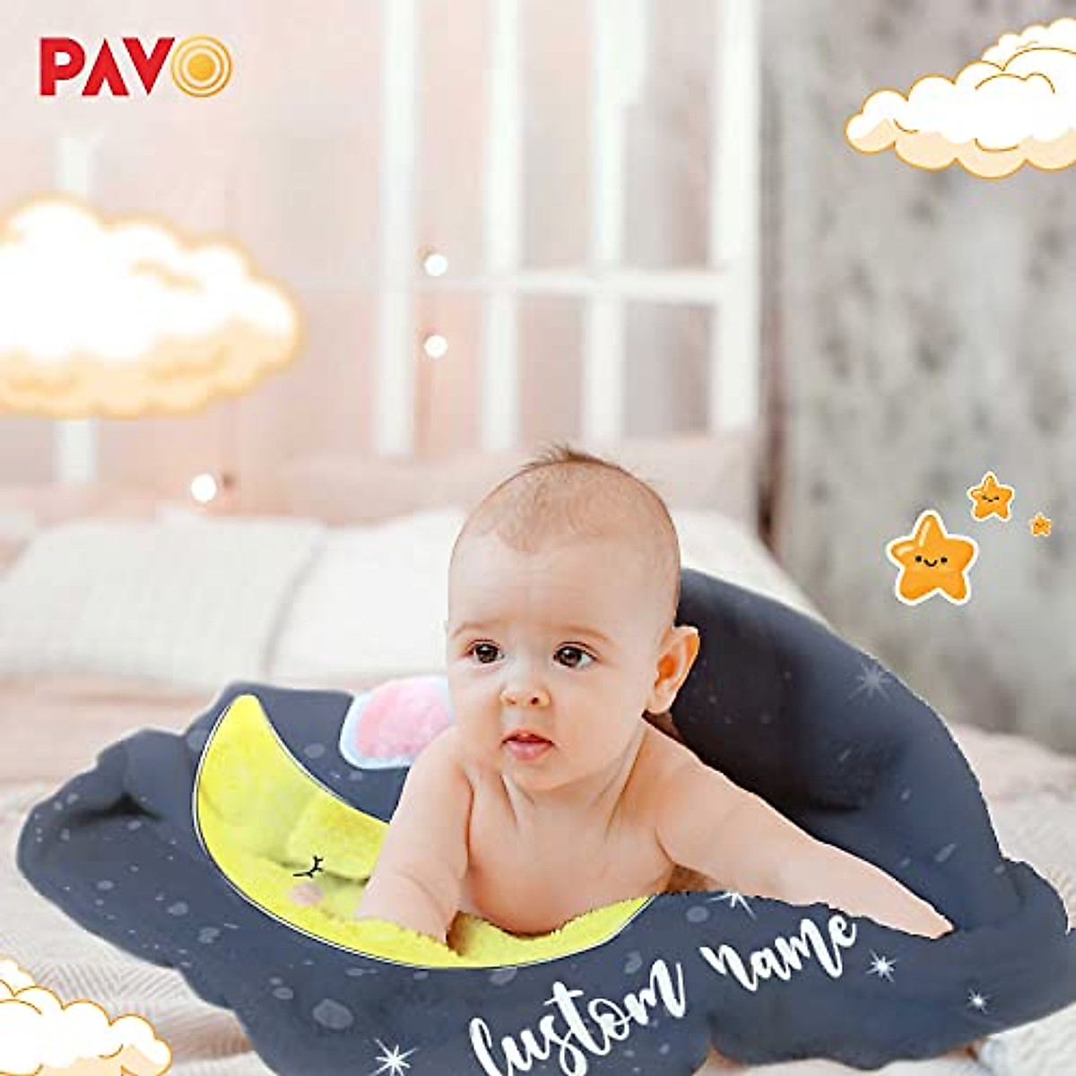 Pavo Personalized Baby Blankets for Boys - Twinkle Twinkle Little Star Elephant Custom Baby Blanket - Includes Bib & Onesie Option - Personalized Baby Gifts for Christmas, Thanksgiving, Shower