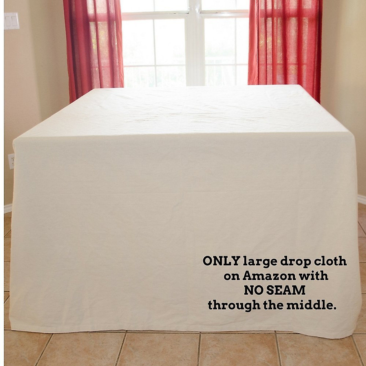 Canvas Drop Cloth Tarp 6x9 - (2 Pack) 100% Cotton, Seams Only On The Edges - Great for Farmhouse Curtains or Backdrop
