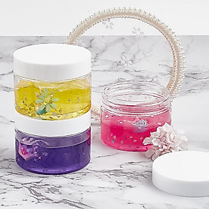 12 Pack 4 oz Small Plastic Containers with Lids and Labels, Clear Round Empty Jars Refillable Cosmetic Jars for Body Butter, Lotion, Body Scrub and Face Cream