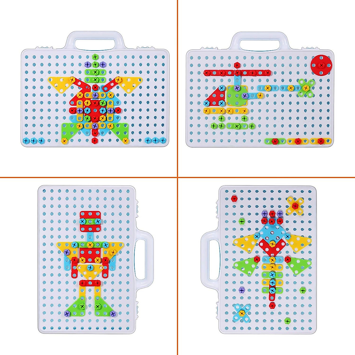 Haifeng 147 Pieces Creative nPlay Drill and Screwdriver Toy Set, DIY Mosaic Design Art Kit, STEM Education Learning Toy for Kids Aged 3-8 Years Old