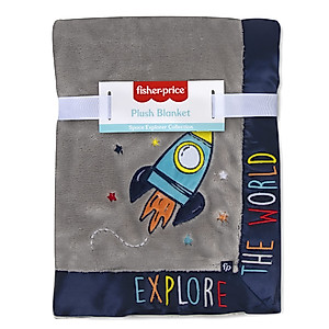 Fisher-Price Baby Blanket Space Explorer Collection Fleece Baby Blanket with Satin Trim for Baby Boys