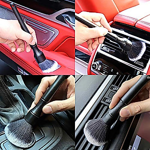eFuncar Car Detailing Brush Kit - Auto Detail Brush Set Interior Exterior No Scratch Microfiber Detailing Supplies for Cleaning Air Vent Engine Bay Dashboard Seat Wheel(2 Pack)