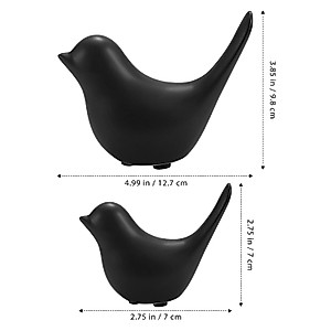 Homoyoyo 2Pcs Black Ceramic Birds Figurines, Small Animal Statues Home Decor, Modern Minimalist Animal Ornament Crafts for Home& Garden Decor