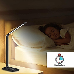 Enwar LED Desk Lamp| Multifunctional Touch Lamp| Wireless Charging Pad| 5 Lighting Modes with 5 Brightness Levels| Touch Control Dimmer |30/60 min Timer| Desk Lights for Home, Office, Bedroom