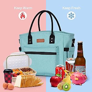 Insulated Lunch Bag for Women Men,Adult Lunch Box for Women with Adjustable Shoulder Strap,Portable Large Lunch Tote Bag for Office Work School Picnic Beach,Reusable Lunch Cooler Bag for Kids