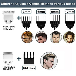 DODAER All-in-One Beard Trimmer for Men,Cordless Mustache Nose Precision Trimmer,Body Groomer Hair Cutting 5 in 1 Kit Trimmer,USB Rechargeable & Waterproof Magnetic Replacement Heads