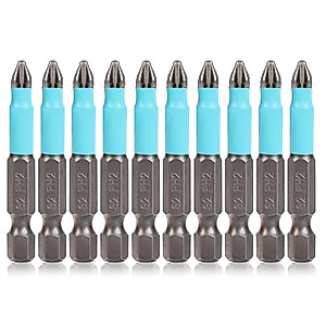 10 PCS Phillips Head Drill Bit Magnetic Phillips Screwdriver Bit Set Ph2 Phillips Bits Set Non-slip Cross Head Electric Screwdriver Bits Set, 1/4 Inch Hex Shank 2inch/50mm