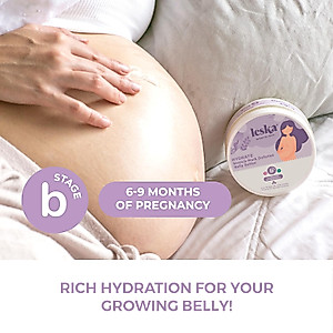 Leska Maternity Stretch Mark Belly Butter | STAGE B: HYDRATE Stretch Mark Defense Belly Butter (Pregnancy Months 6-9) | Part of a Complete 3 Part Pregnancy Skin Care System | New Mom Gifts (4.93oz)