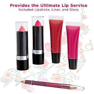 Vokai Makeup Kit Gift Set - 51 Piece - 32 Eye Shadows, 2 Blushes, 2 Lip Glosses, 2 Lipsticks, 2 Eye Liner Pencils, 1 Lip Liner Pencil, 1 Mascara - Case with Carrying Handle