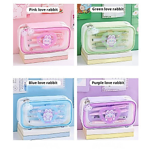 Cute Pencil Case Multilayer Large Capacity Pen Bag Rabbit Kawaii Pen Case Pencil Pouch Gift (Pink)
