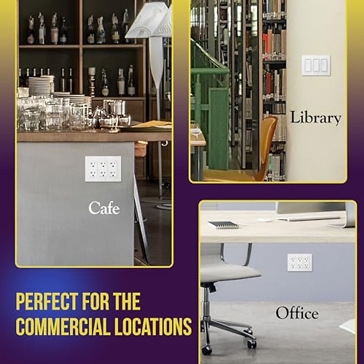 ENERLITES Screwless Decorator Wall Plate Child Safe Cover, Size 3-Gang 4.68" H x 6.53" L, Unbreakable Polycarbonate Thermoplastic, SI8833-W, Glossy, White