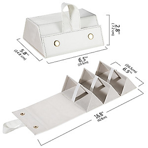 MoKo Sunglasses Organizer with 3 Slots, Foldable Travel Glasses Storage Case Holder Eyewear Display Box, White + Beige
