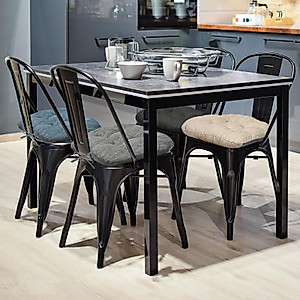 baibu 14×14 Metal Dining Chair Pads with Ties Set of 2, Super Soft Kitchen Chair Cushions Bar Stool Cushions with Non-Slip Bottom - 2 Cushions only (Black, 14×14×2.5in)