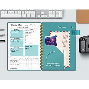 Weekly Planner Undated, Weekly Goals Schedule Planner Regolden-Book To Do List Notebook Calendars Organizers Habit Tracker Journal for Man & Women, Spiral Binding, Pocket, Pen Loop, 53 Weeks (7x10")