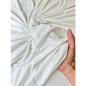 Cotton Jersey Spandex Fabric - Soft - Breathable - All Way Stretch Fabric - Medium Weight - Perfect Choice for Baby Grow, Tshirts, and Cotton Jersey Sheets - 58 Inches Wide - 1 Yard (White)