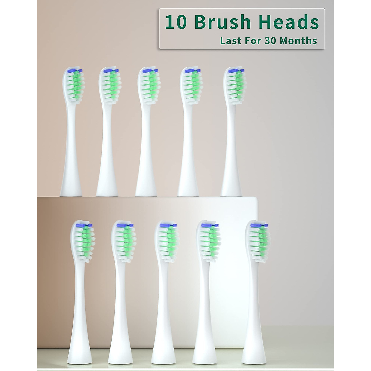 CRKIOB Electric Toothbrush with 10 Brush Heads for Adults and Kids,5 Modes,3 Speeds/Mode,2 Minutes Built in Smart Timer,Sonic Toothbrush,Kids toothbrushes(White)