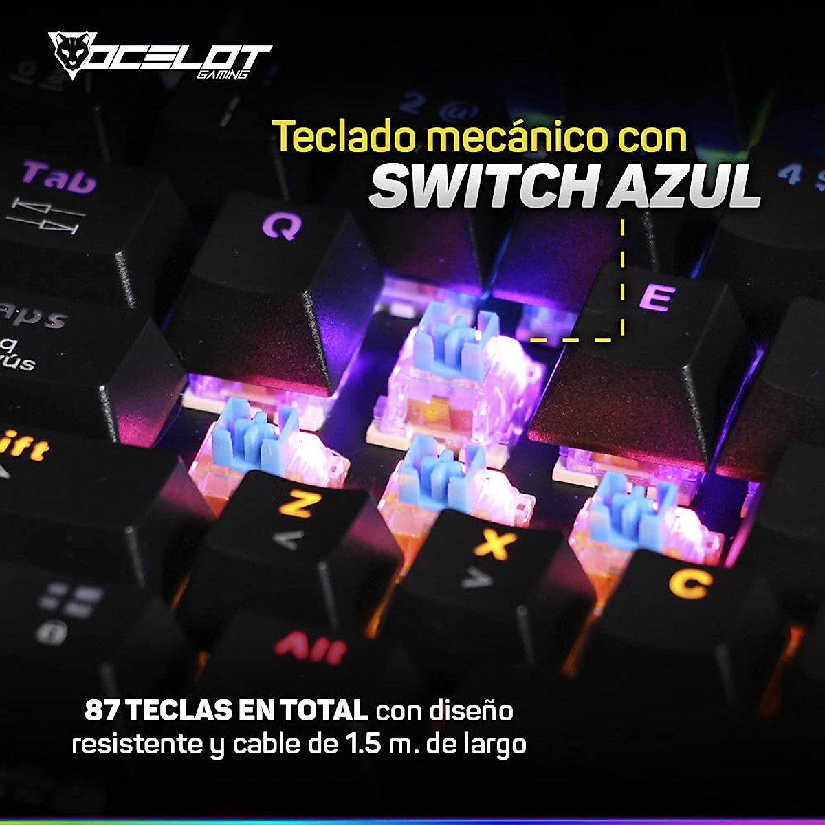 Ocelot Gaming by Quaroni Compact Wired Gaming Keyboard - Mechanical - RGB