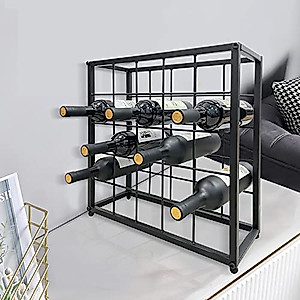 OFILLES 25 Bottles Black Metal Wine Racks, Tabletop Freestanding Wine Bottle Holder, Countertop Wine Rack for Wine Bottle Storage, Pantry, Kitchen, Bar, Cellar,Basement.