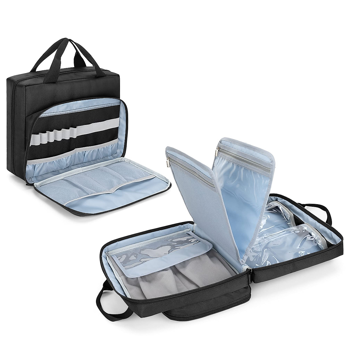 Trunab Utility Nurse Case Padded Stethoscope Case, Hold Two Stethoscopes/BP Cuffs and Nurse Accessories, Small Empty First Aid Bag for Nurses, Doctor, Black (Patent Design)