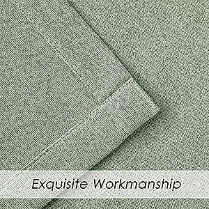 Melodieux Linen Green Blackout Curtains 84 Inches Long for Bedroom, Living Room Darkening Thermal Insulated Farmhouse Burlap Grommet Drapes, 42 x 84 Inch, 2 Panels