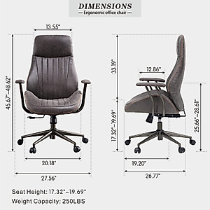 XIZZI Ergonomic Chair, Modern Computer Desk Chair,high Back Leathe Office Chair with Lumbar Support for Executive or Home Office (Gray-Black)